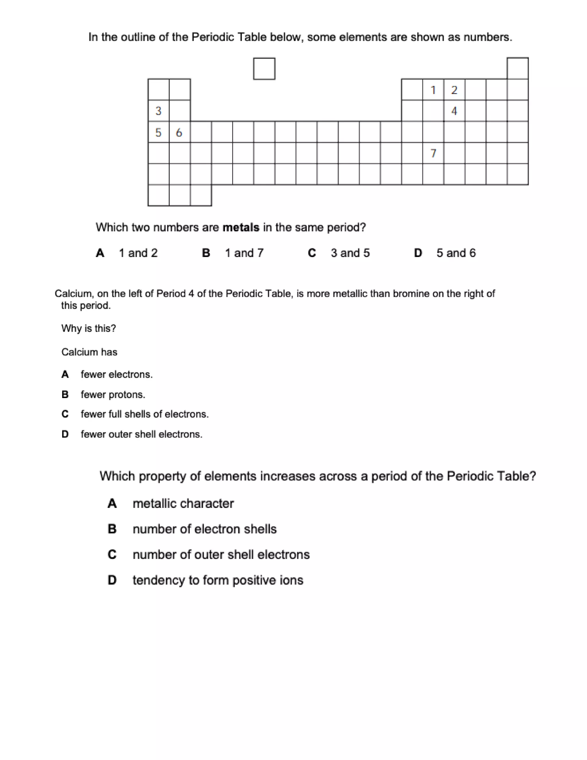 Drills periodi trends, periodic table of elements, sub atomic particles ...