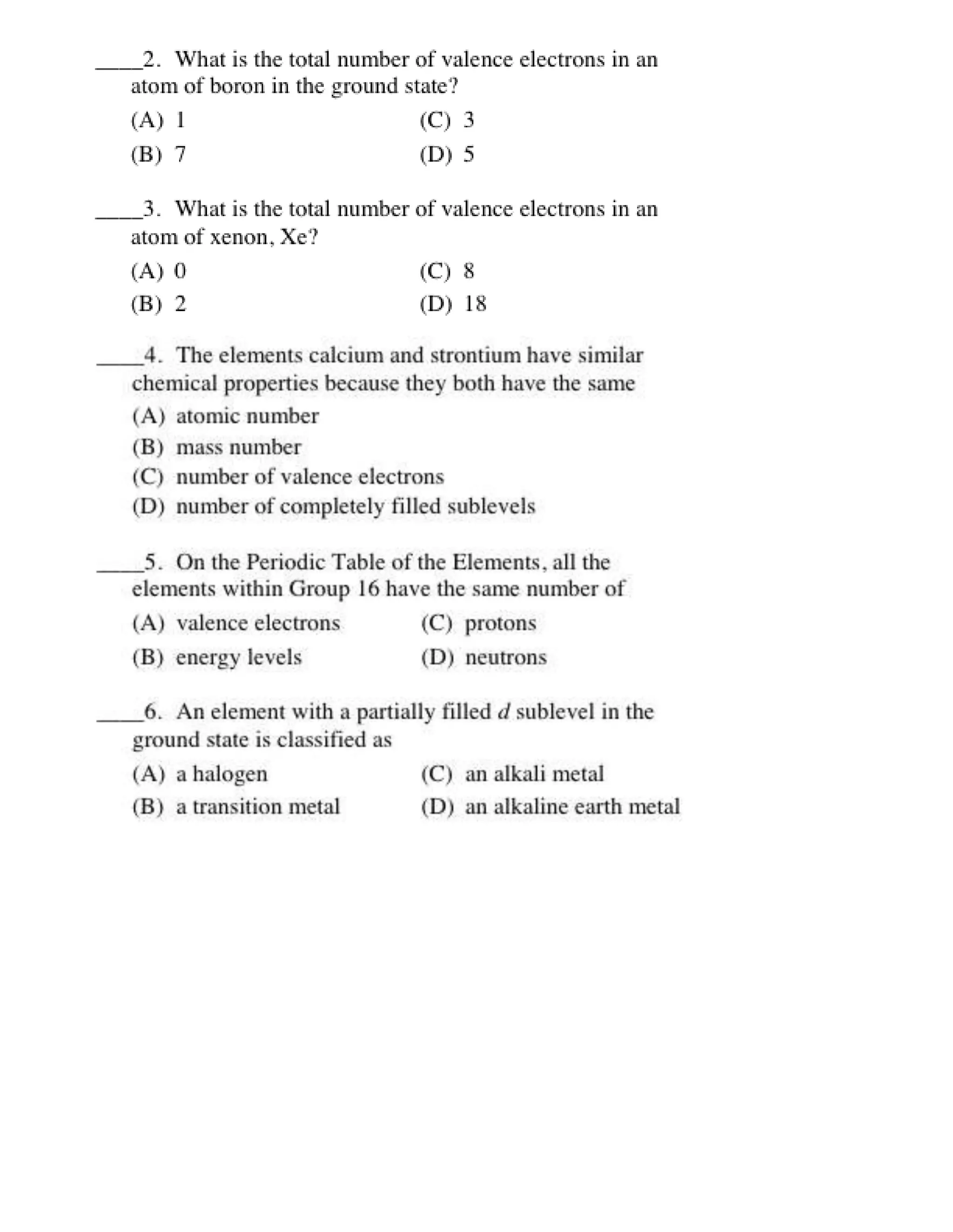 Drills periodi trends, periodic table of elements, sub atomic particles ...