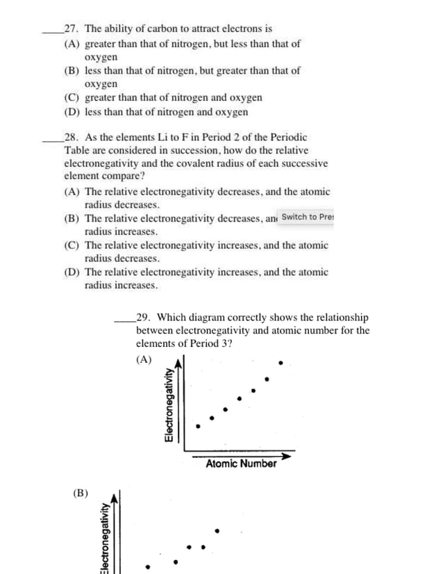 Drills periodi trends, periodic table of elements, sub atomic particles ...