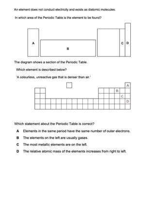 Drills periodi trends, periodic table of elements, sub atomic particles ...