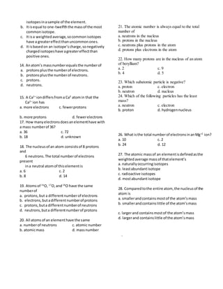 Drills periodi trends, periodic table of elements, sub atomic particles ...