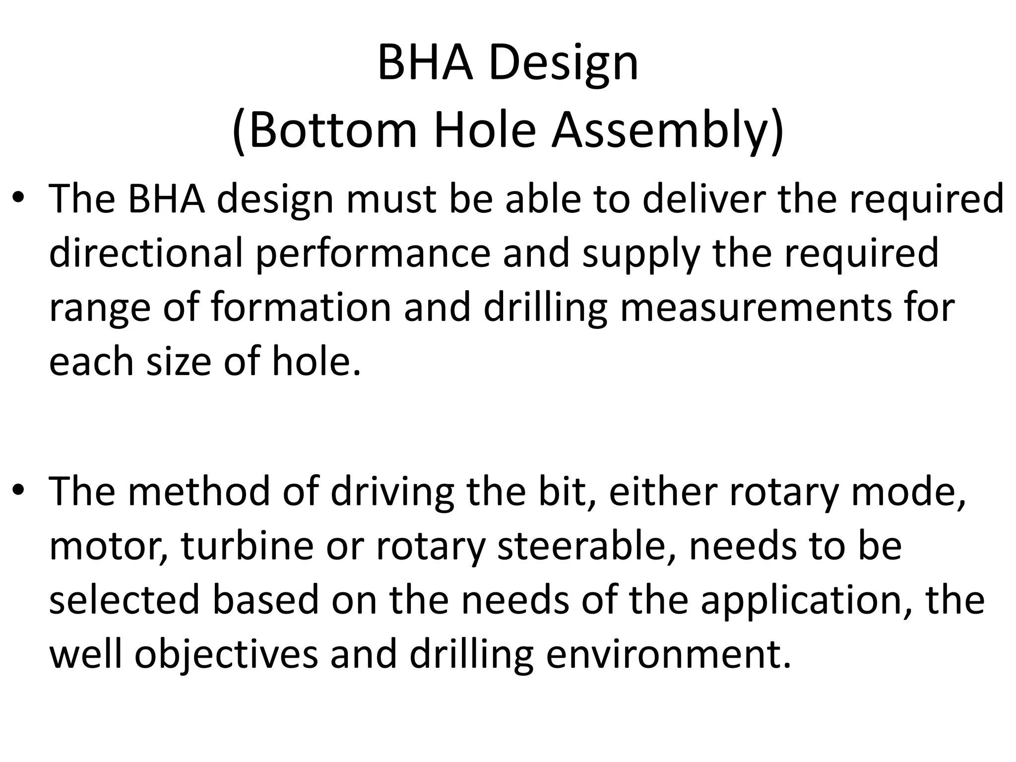 Drill String & Bottom Hole Assembly Design | PPTX