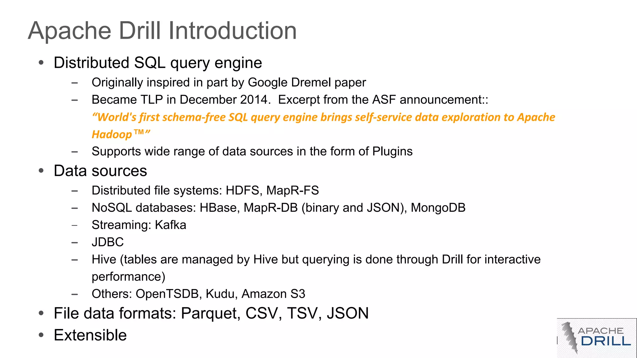 Apache Drill talk ApacheCon 2018 | PDF