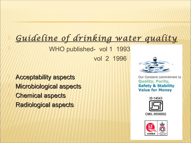 Drinking water quality | PPT