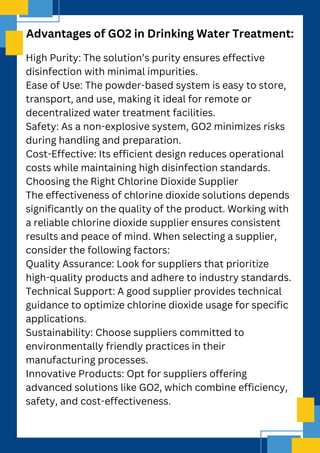 Drinking Water Treatment with Chlorine Dioxide: The Role of GO2 in ...