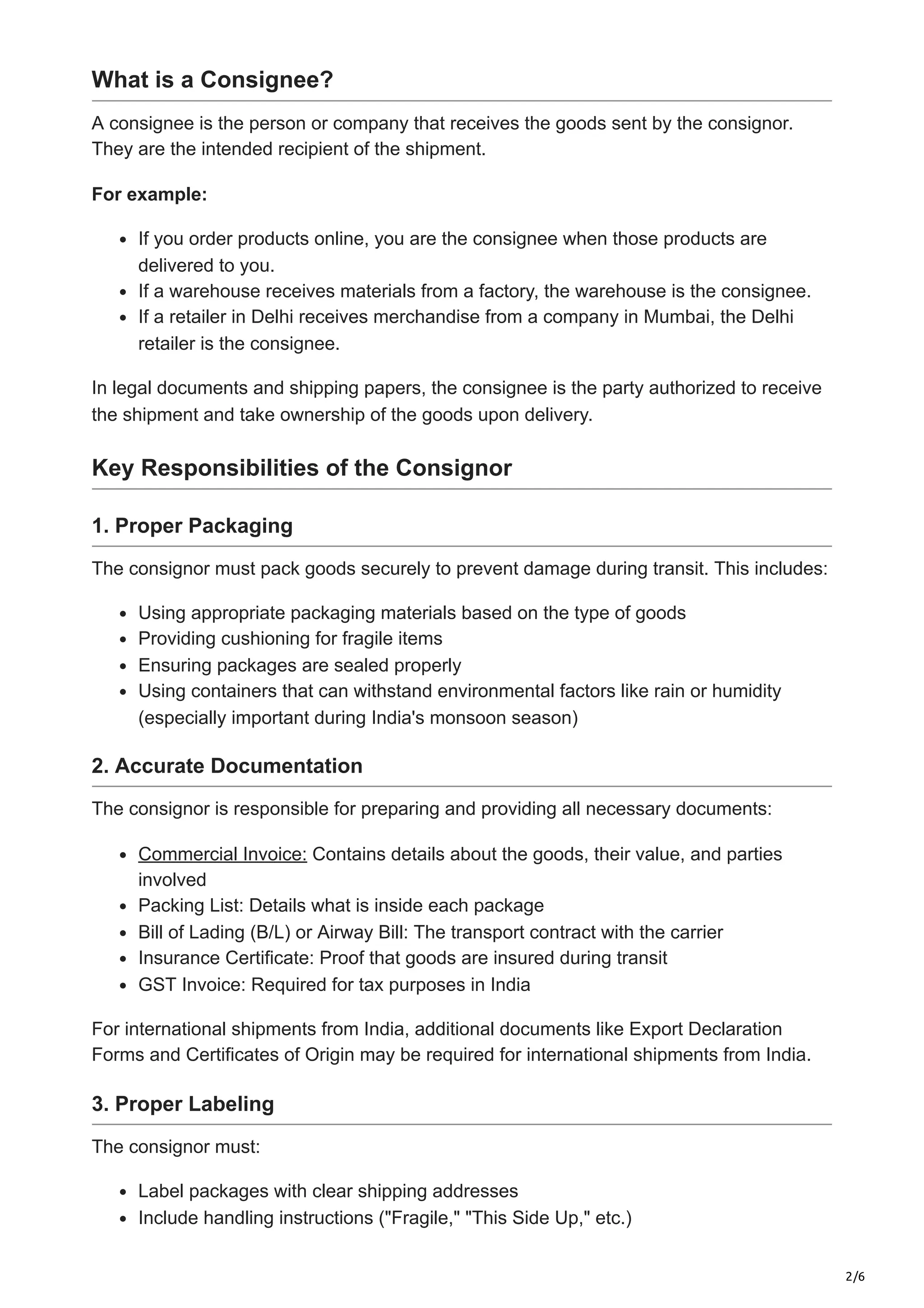 Consignor and Consignee Key Responsibilities Legalities in India.pdf