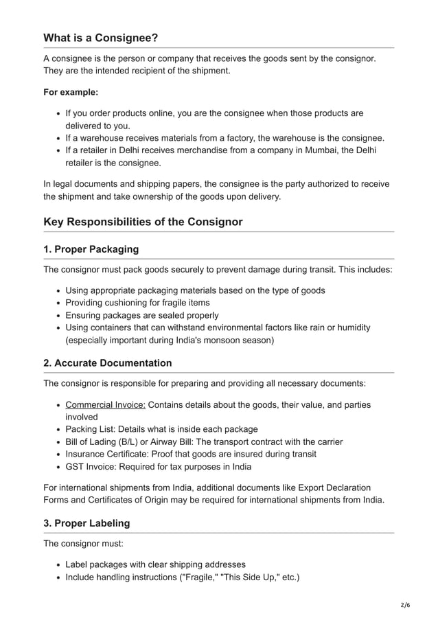 Consignor and Consignee Key Responsibilities Legalities in India.pdf
