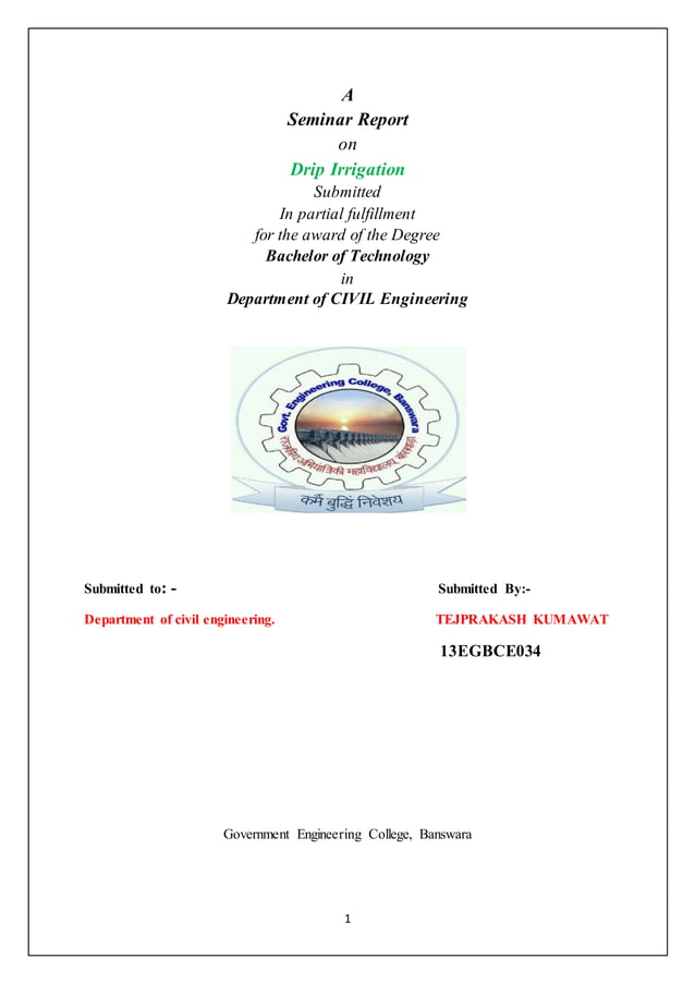 REPORT FILE ON DRIP IRRIGATION | DOCX | Agriculture | Industries