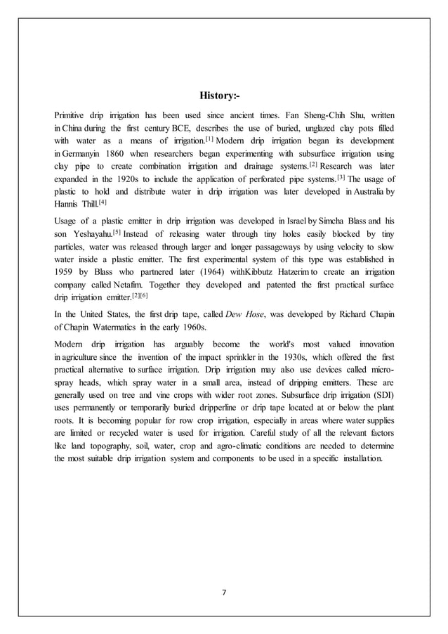 REPORT FILE ON DRIP IRRIGATION | DOCX | Agriculture | Industries