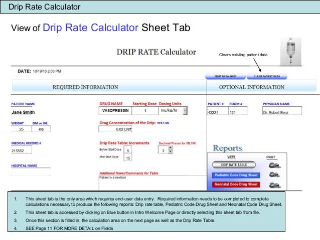 Drip rate calculator