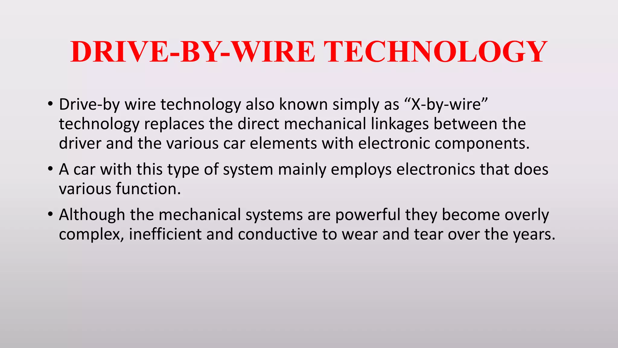 Drive by-wire systems in Automobiles ppt | PPTX
