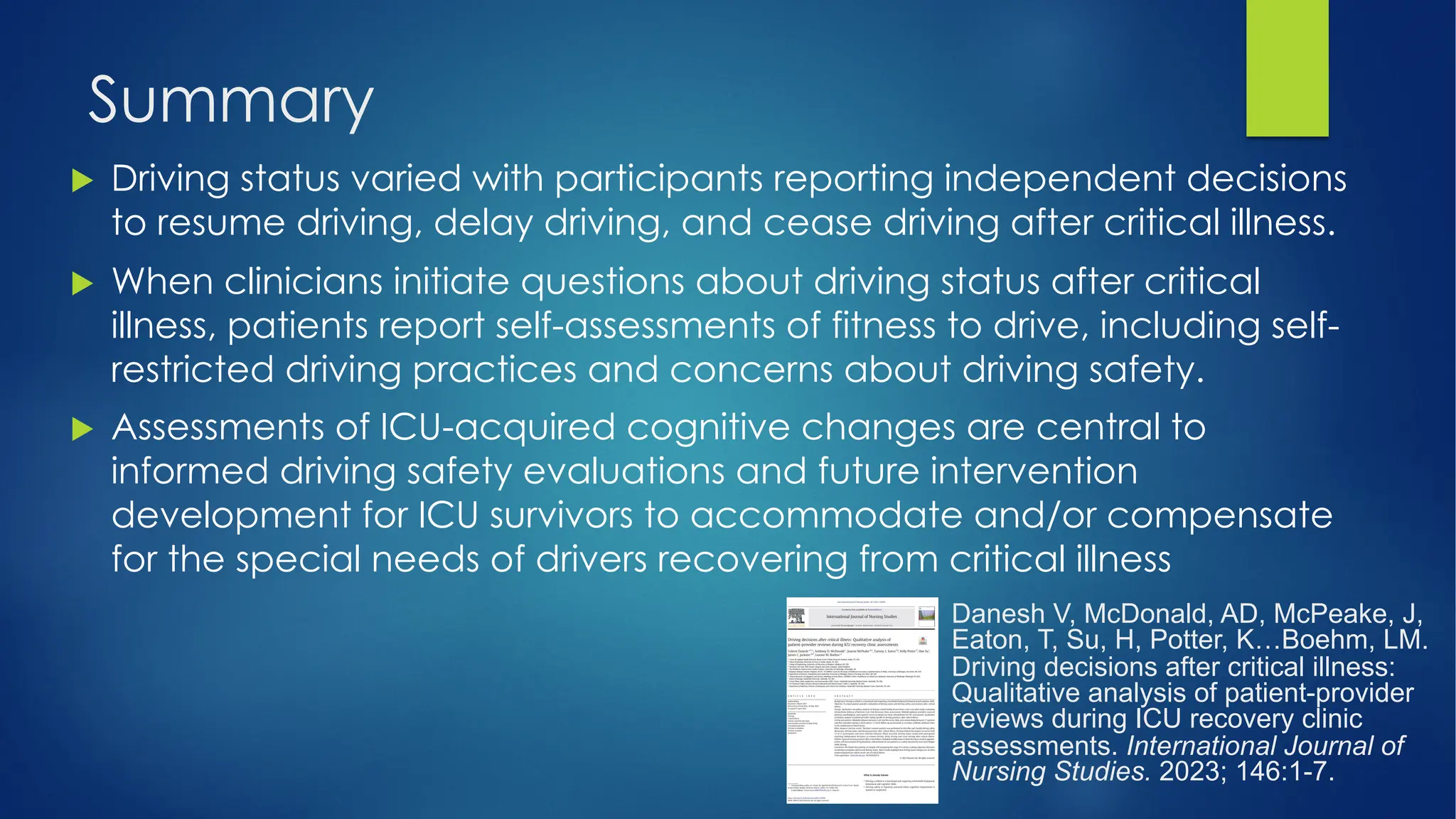 Driving decisions after ICU | PPT