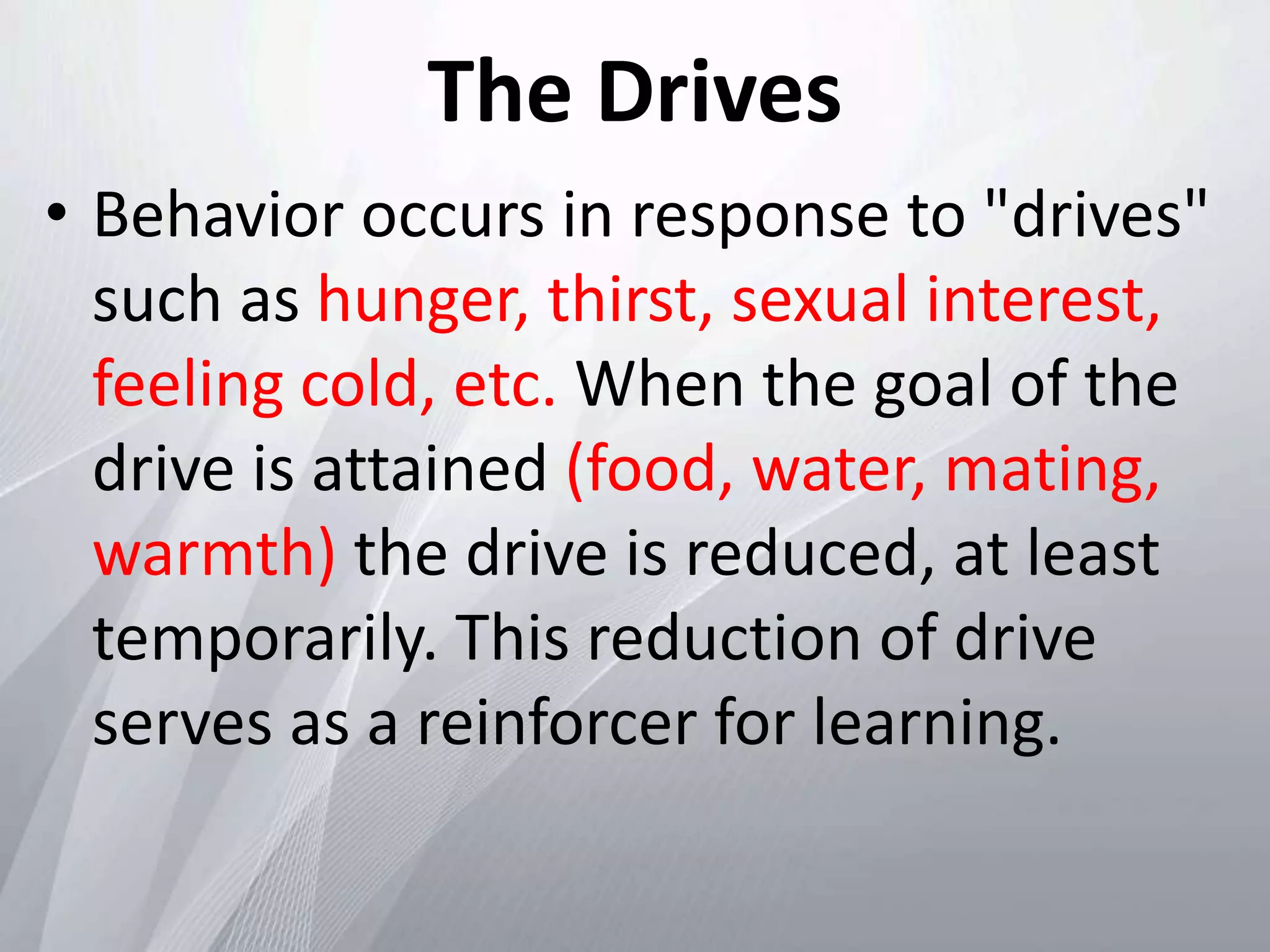 Drive Reduction Theory Ppt