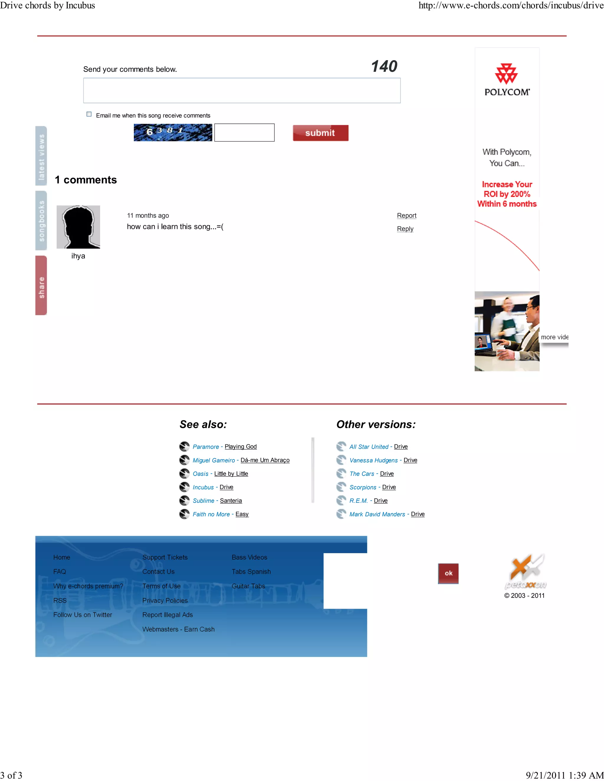 Drive chords by incubus | PDF