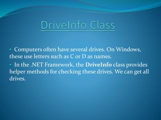 C# Drive info class | PPTX