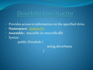 C# Drive info class | PPTX