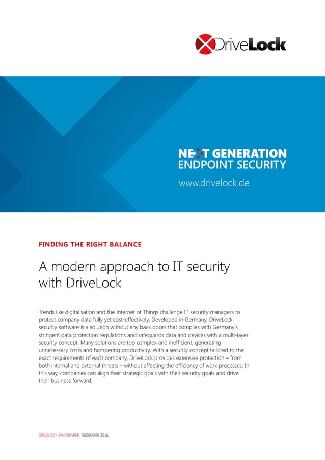 Drivelock modern approach of it security & amp; encryption solution -whitepaper | PDF