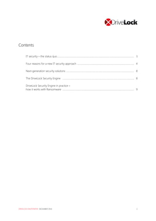 Drivelock modern approach of it security & amp; encryption solution -whitepaper | PDF