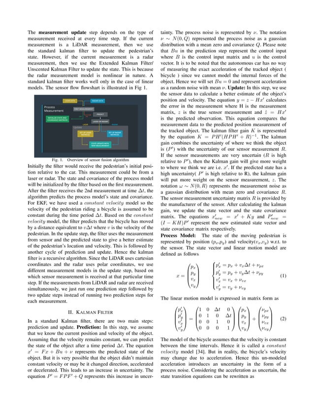 Tracking Pedestrians Using Extended And Unscented Kalman Filters In A Sensor Fusion Framework Pdf