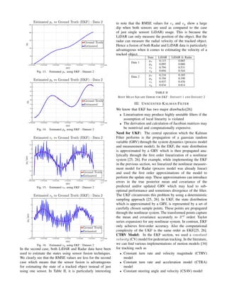 Tracking Pedestrians using Extended and Unscented Kalman Filters in a Sensor Fusion Framework | PDF
