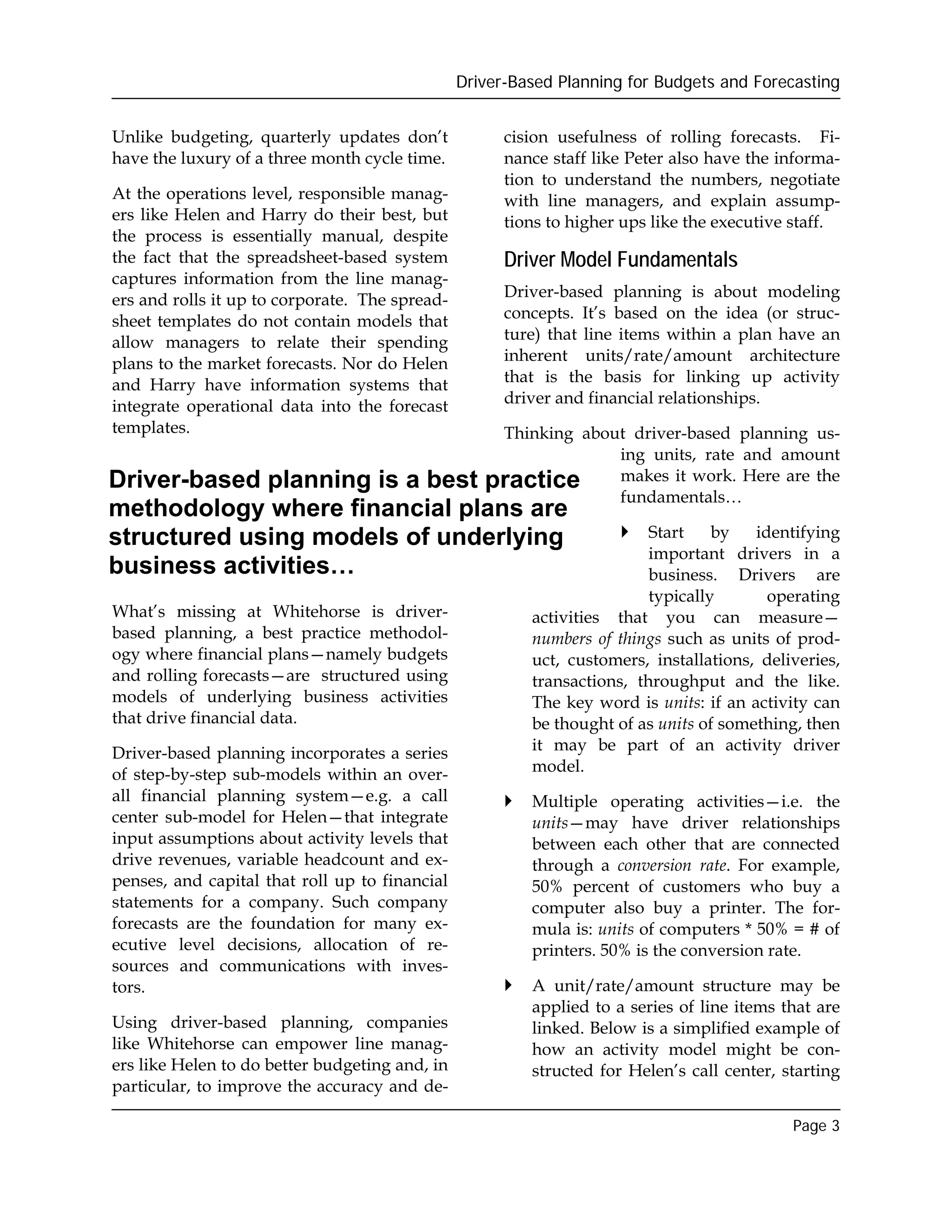 Driver Based Planning | PDF