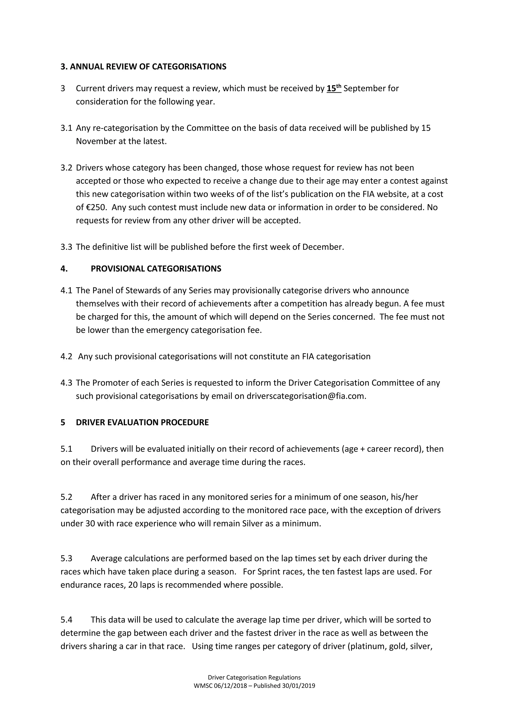 FIA Driver categorisation regulations | PDF