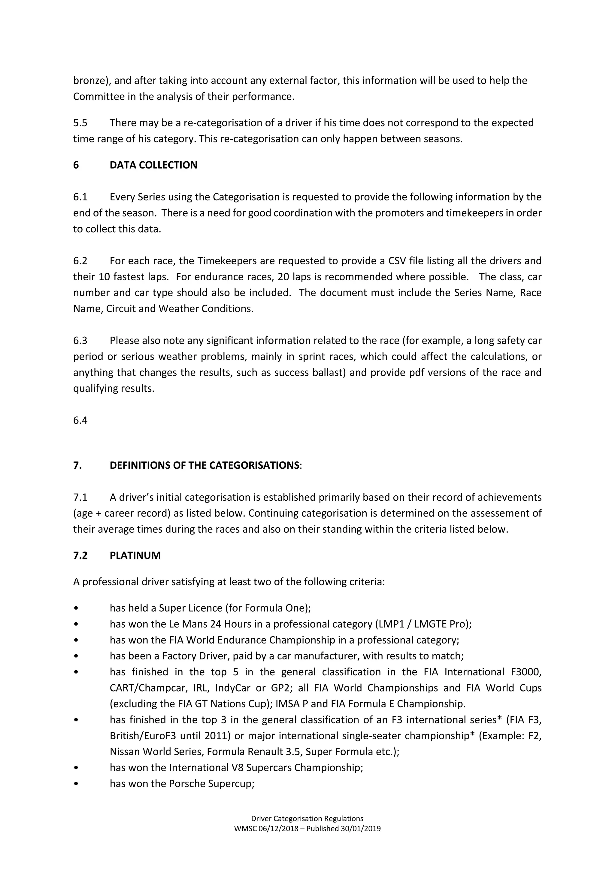 FIA Driver categorisation regulations | PDF