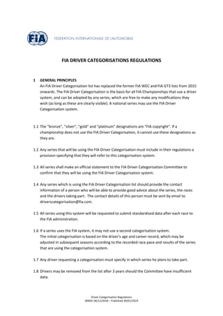 FIA Driver categorisation regulations | PDF