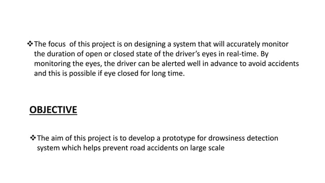Driver drowsinees detection and alert.pptx slide | PPTX