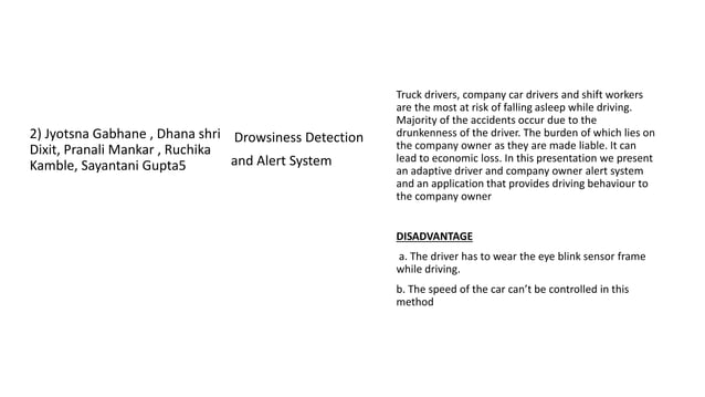 Driver drowsinees detection and alert.pptx slide | PPTX