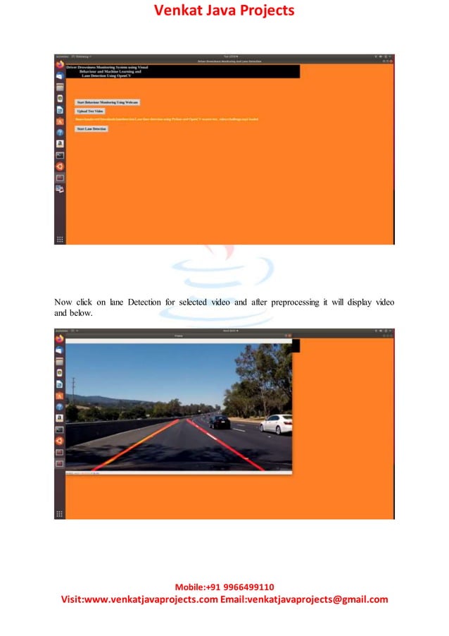 Driver drowsiness and lane detection screenshots | DOCX