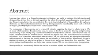 Driver Drowsiness Detection System using machine learning ppt. | PPTX