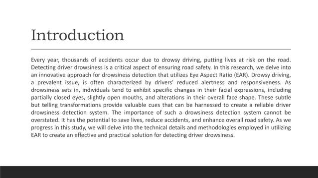 Driver Drowsiness Detection System Using Machine Learning Ppt Ppt