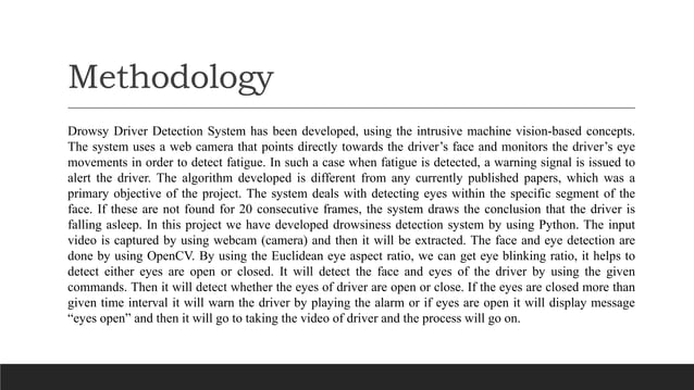 Driver Drowsiness Detection System using machine learning ppt. | PPTX ...