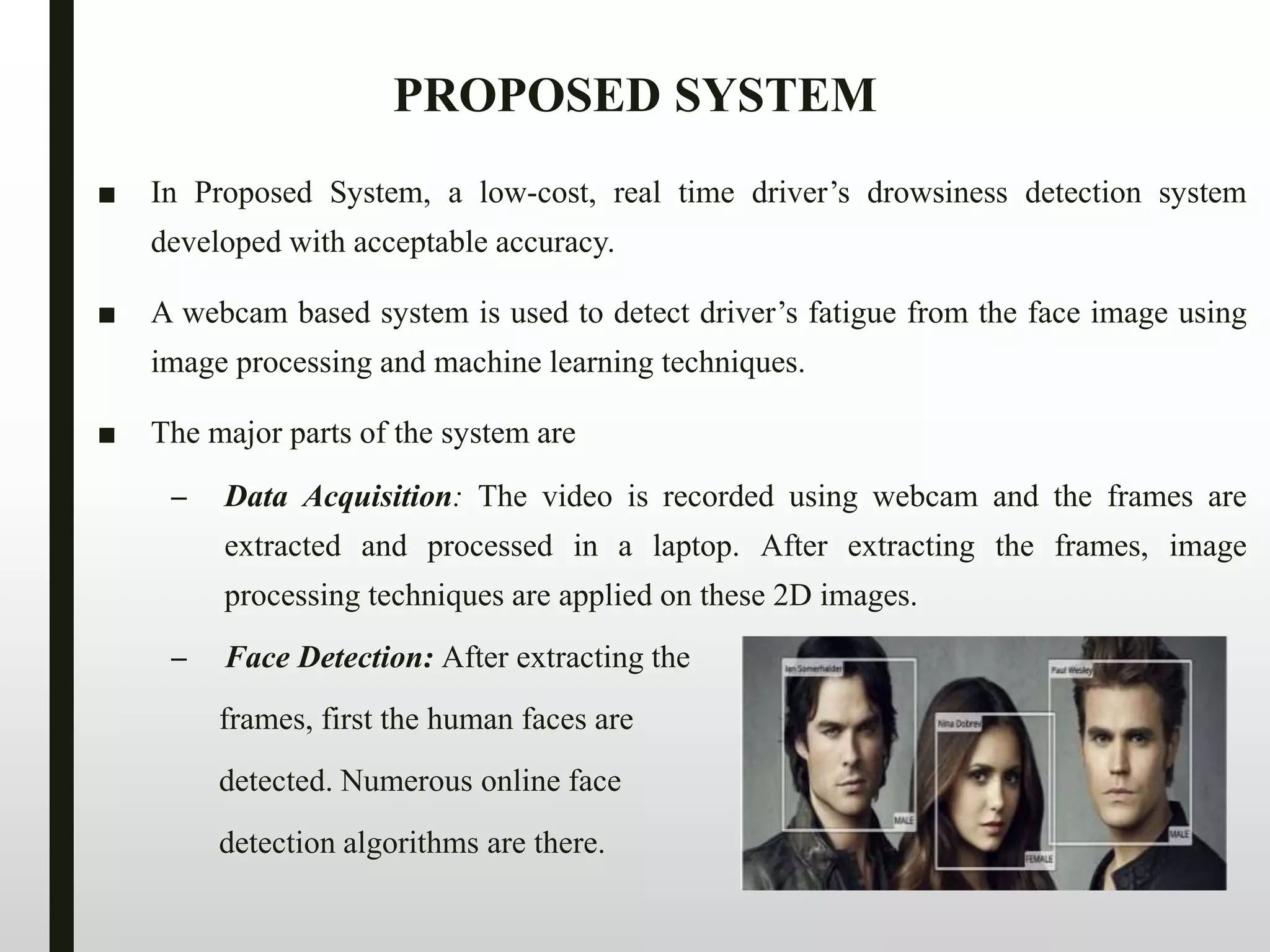 Driver drowsiness monitoring system using visual behavior and Machine Learning. | PPTX