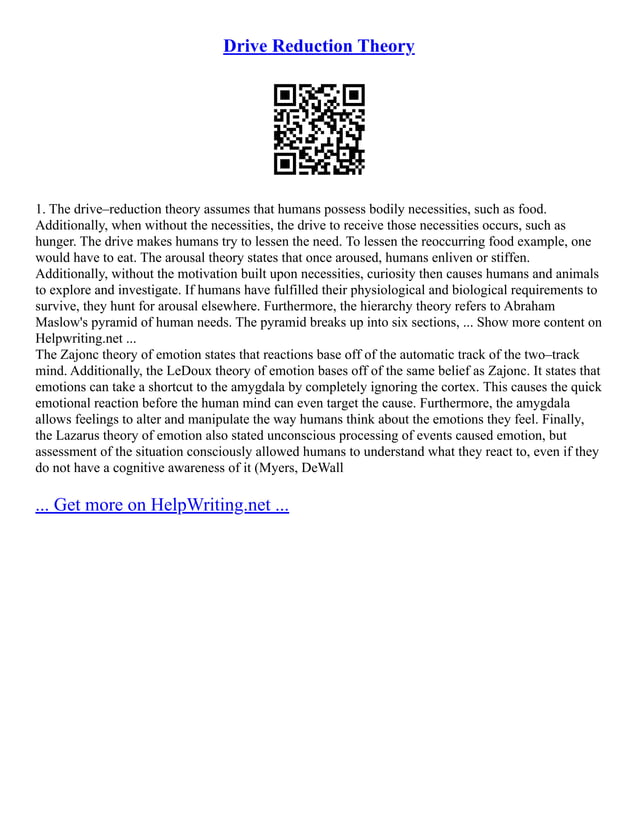 Drive Reduction Theory | PDF
