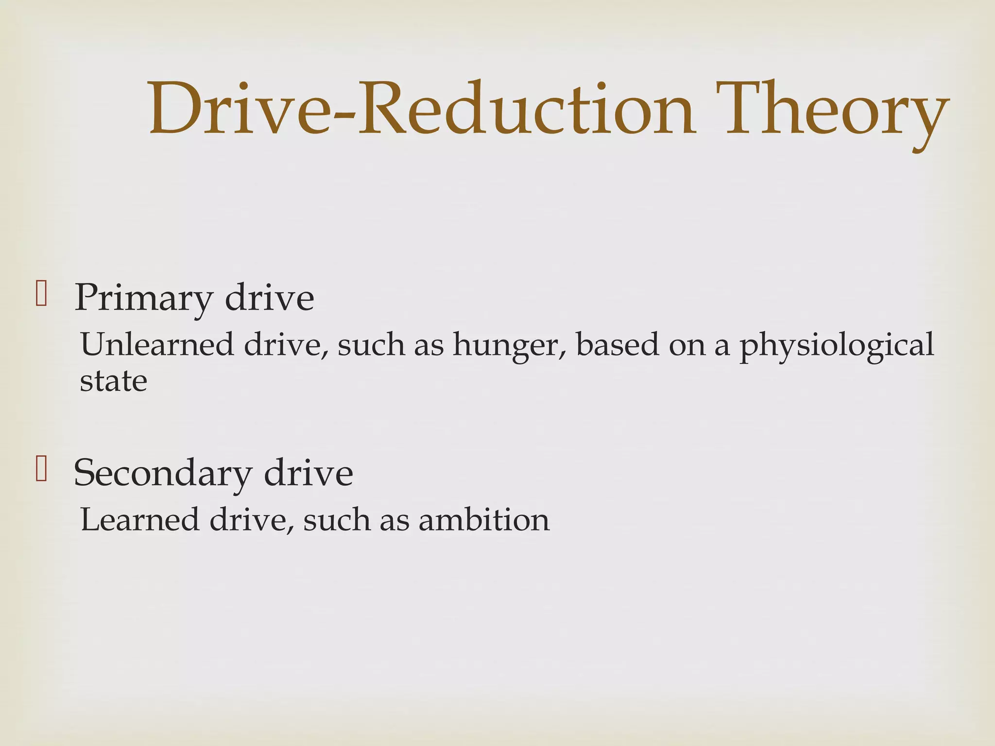 Drive reduction theory rep. | PPS