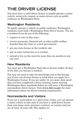 Driver guide For Washington State to be followed | PDF