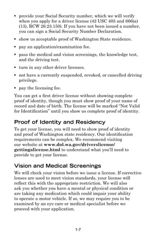 Driver guide For Washington State to be followed | PDF