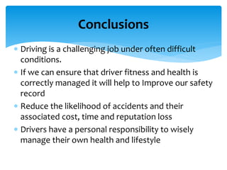 Driver Health Wellness Over the Road | PPTX