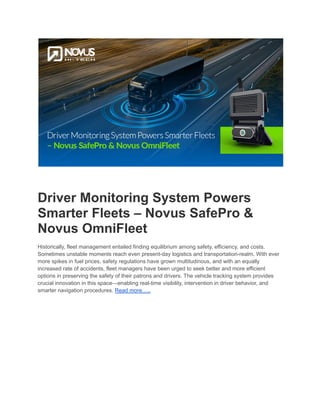Driver Monitoring System Powers Smarter Fleets – Novus SafePro & Novus ...