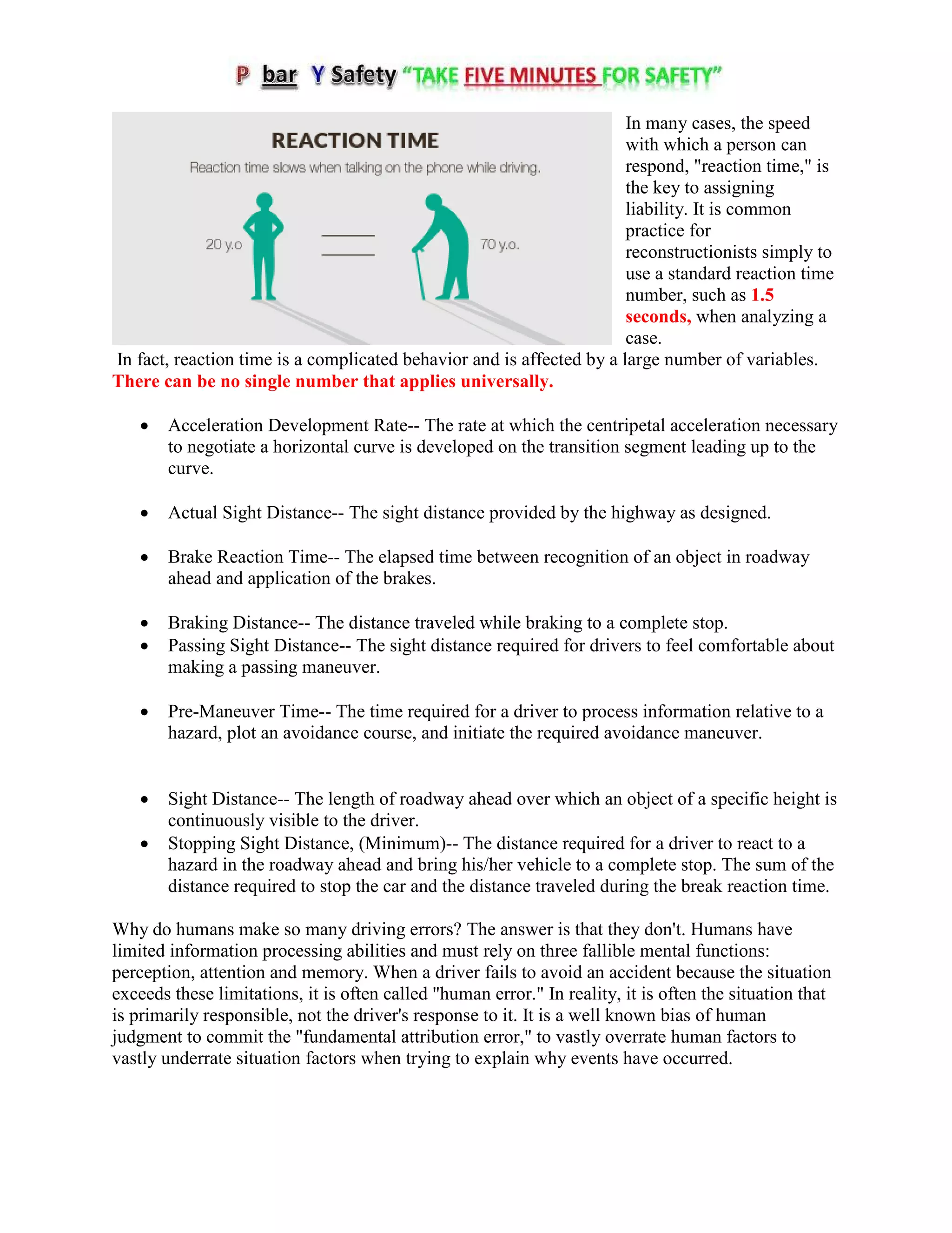 Driver reaction in driving incident has multiple factors before the ...