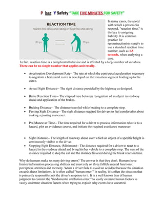 Driver reaction in driving incident has multiple factors before the ...