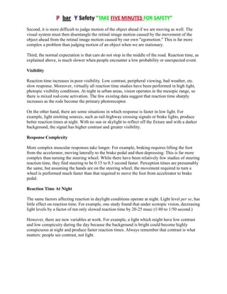 Driver reaction in driving incident has multiple factors before the ...