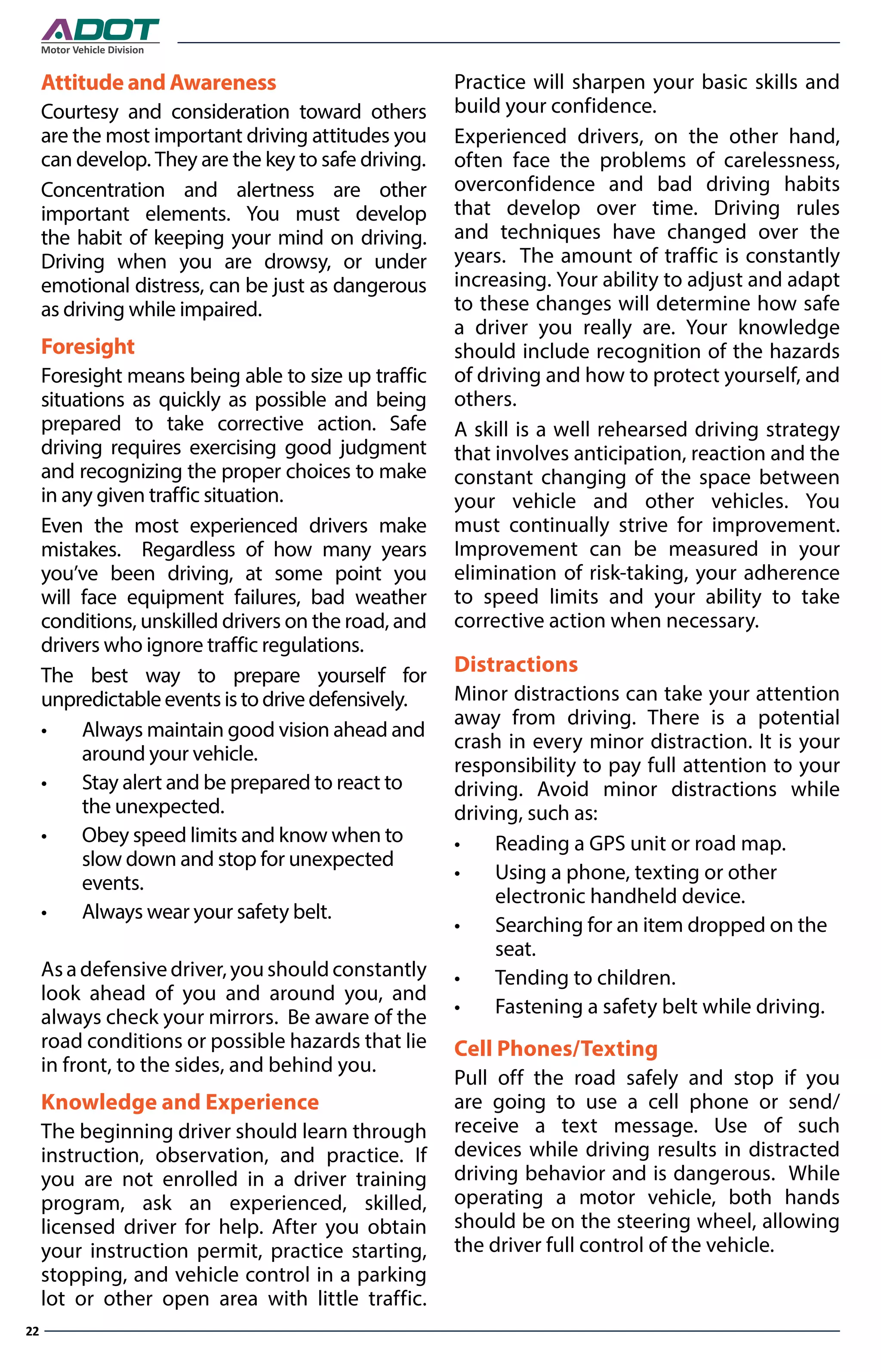 Arizona Driver License Manual | PDF