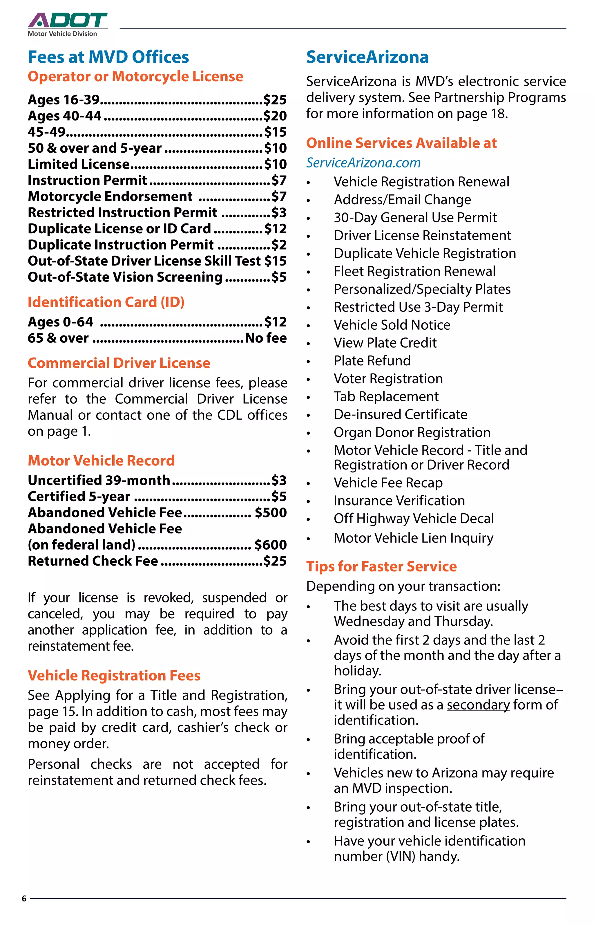 Arizona Driver License Manual | PDF