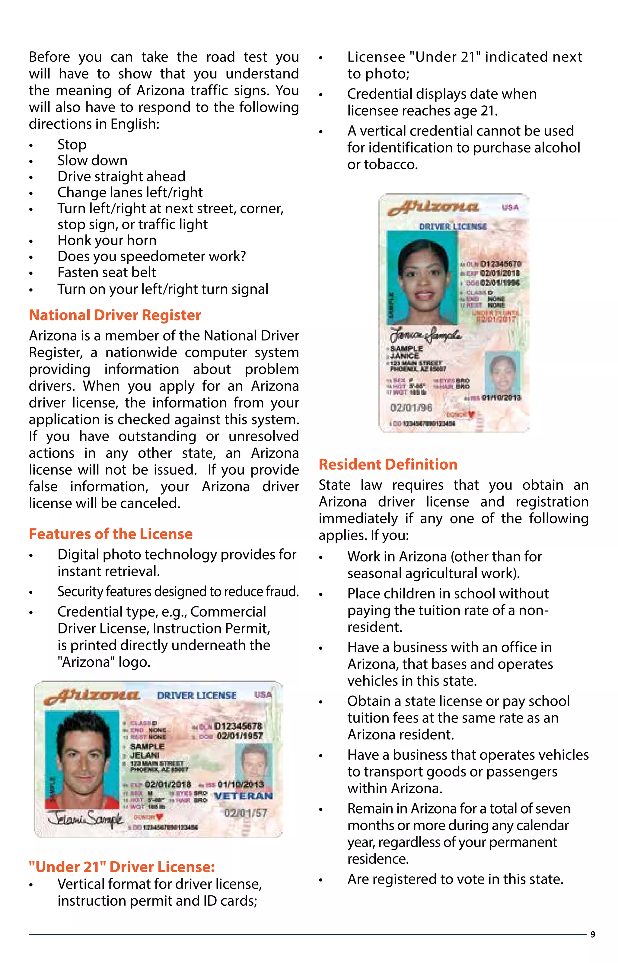 Arizona Driver License Manual | PDF