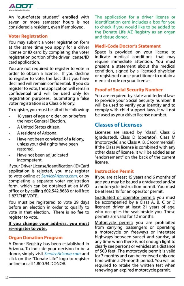 Arizona Driver License Manual | PDF | Auto Type | Automotive