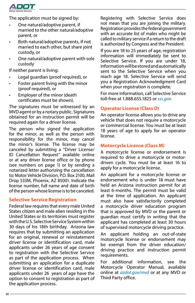 Arizona Driver License Manual | PDF | Auto Type | Automotive