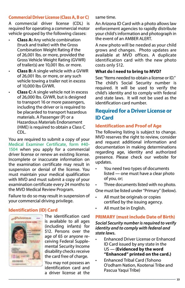 Arizona Driver License Manual | PDF | Auto Type | Automotive